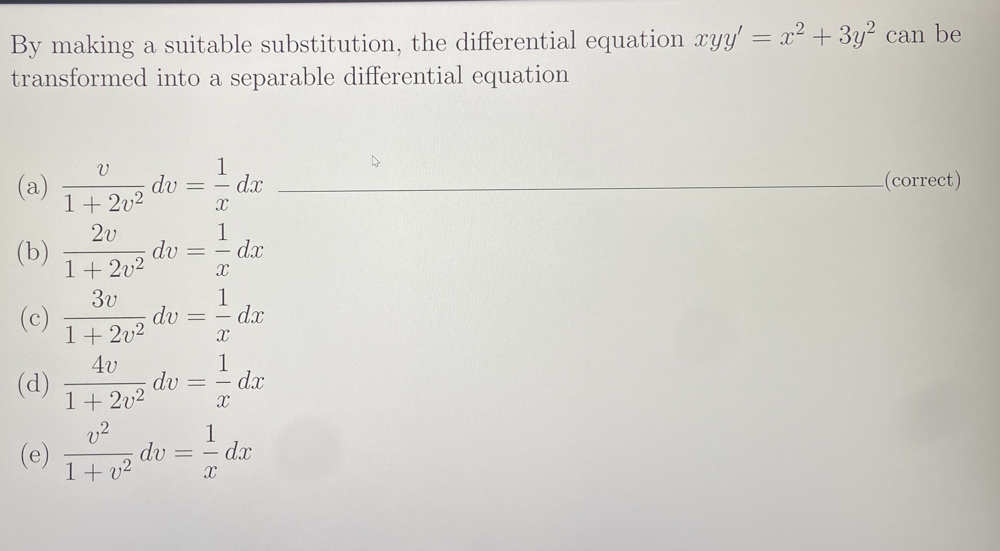 Solved By making a suitable substitution, the differential | Chegg.com