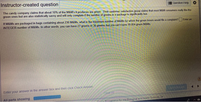 Solved • Instructor-created question Question Help The candy | Chegg.com