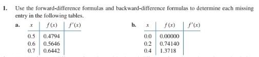 Solved Use the forward-difference formulas and | Chegg.com