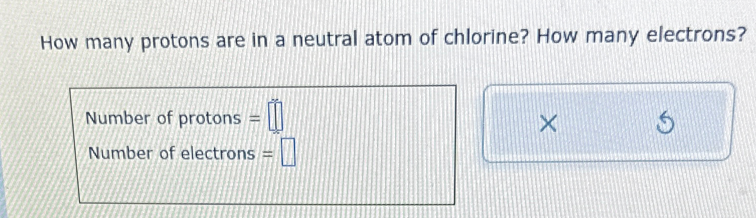 Solved How many protons are in a neutral atom of chlorine? | Chegg.com