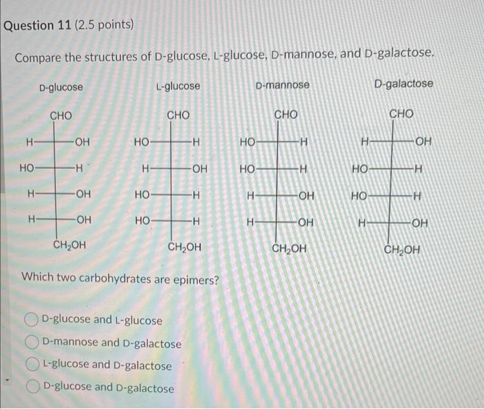 Solved Compare the structures of D-glucose, L-glucose, | Chegg.com