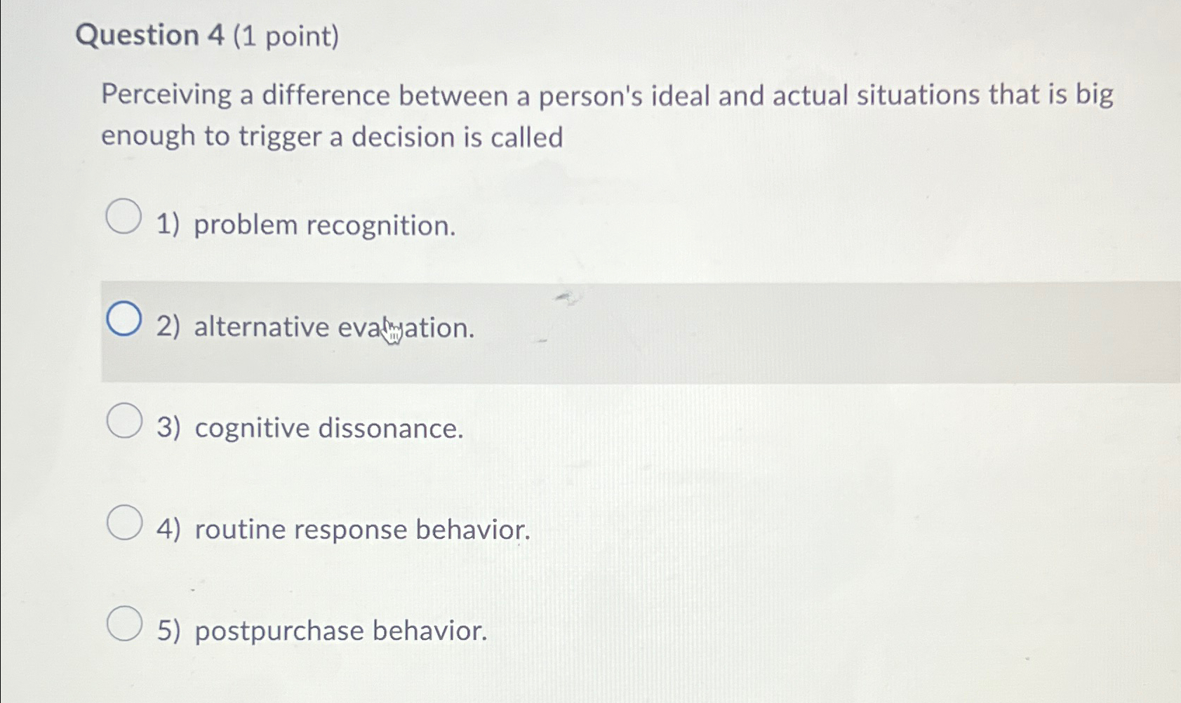 Solved Question 4 (1 ﻿point)Perceiving a difference between | Chegg.com
