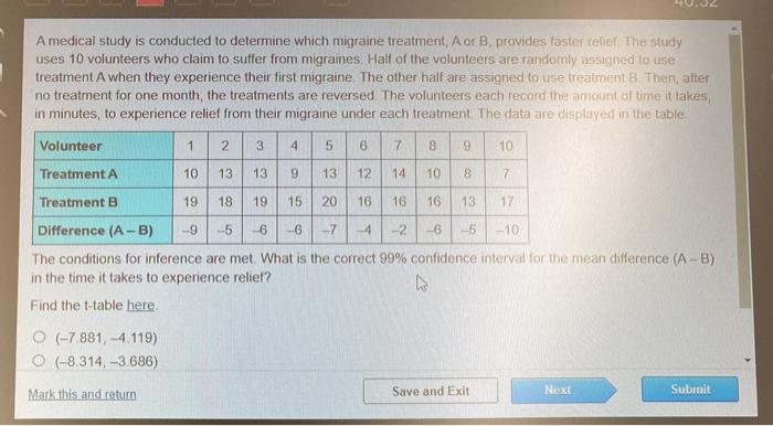 Solved A medical study is conducted to determine which | Chegg.com