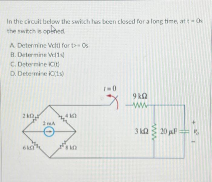 Solved In the circuit below the switch has been closed for a | Chegg.com