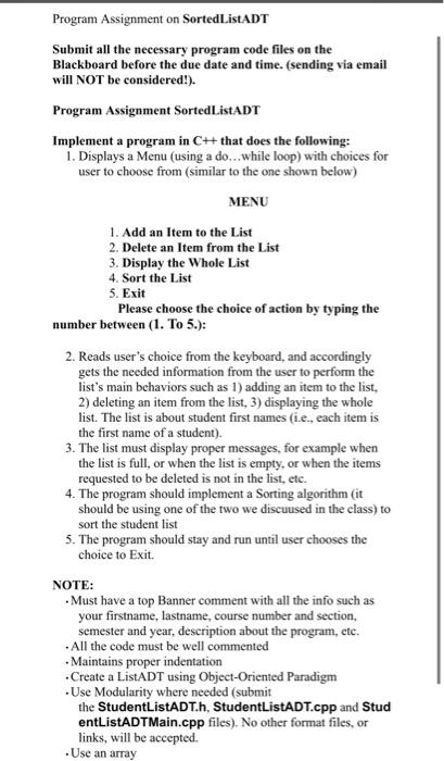 Solved Program Assignment On Sorted Listadt Submit All The