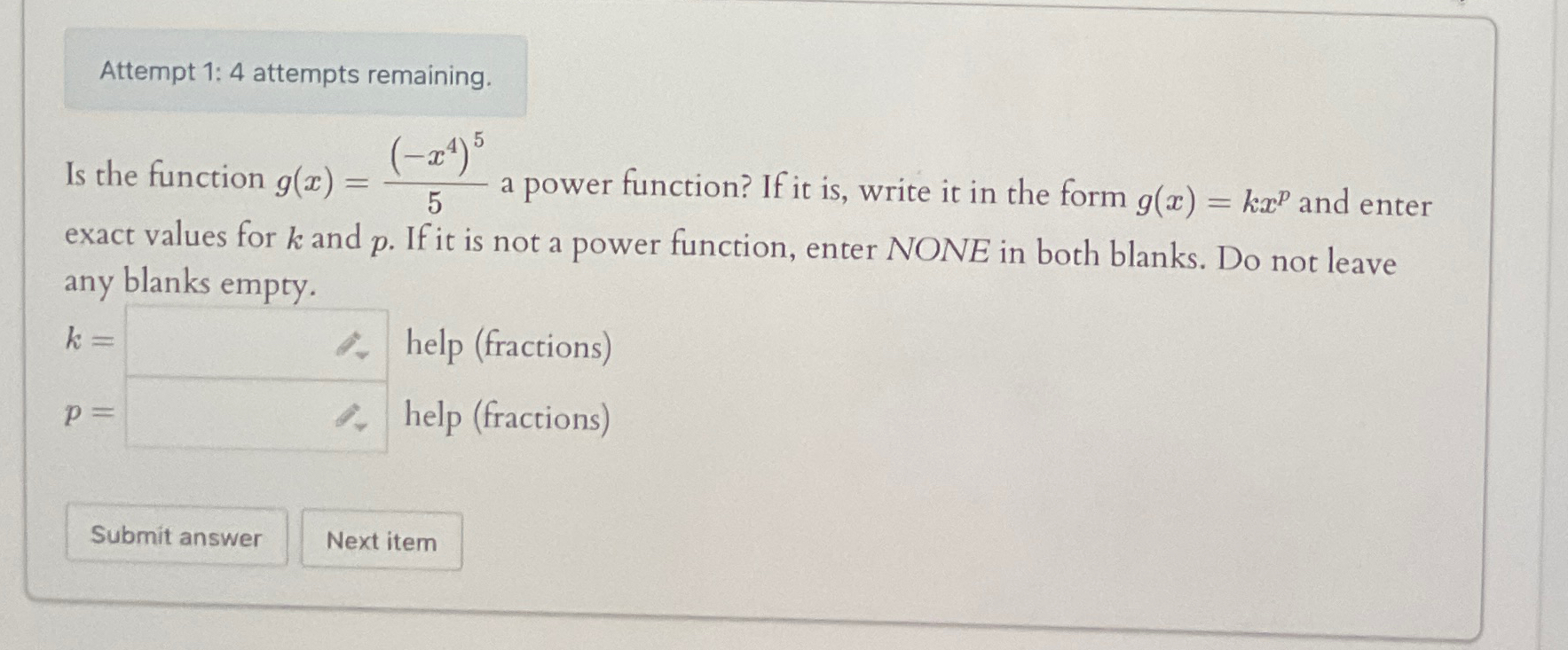 Solved Attempt 1: 4 ﻿attempts remaining.Is the function | Chegg.com