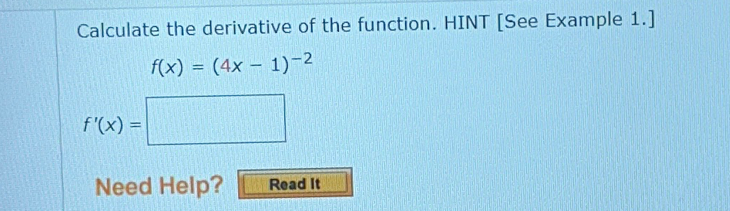 Solved Calculate the derivative of the function. HINT [See | Chegg.com