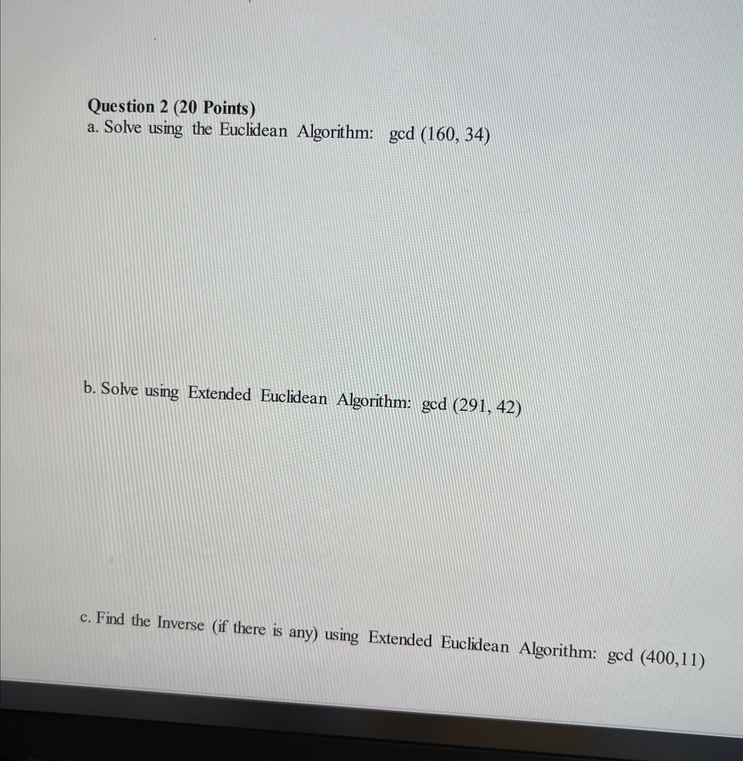 Solved a. ﻿Solve using the Euclidean Algorithm: | Chegg.com