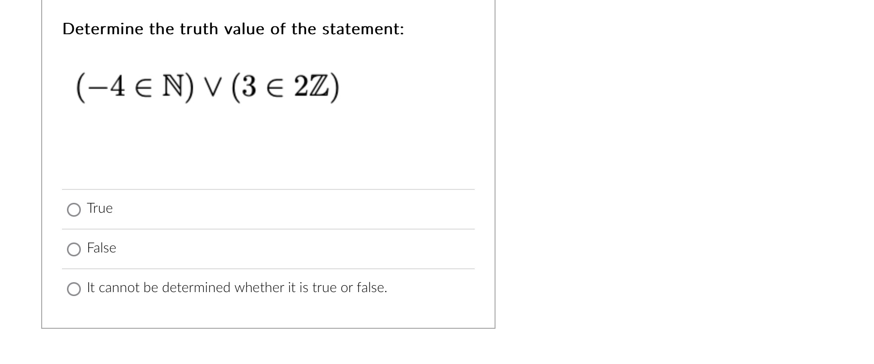 Solved Determine the truth value of the | Chegg.com