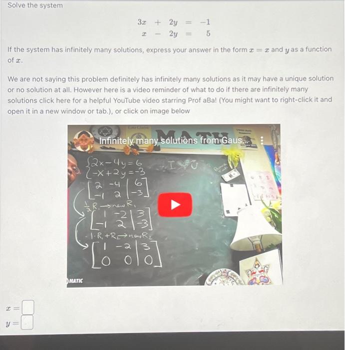 Solved Solve the system X = If the system has infinitely | Chegg.com