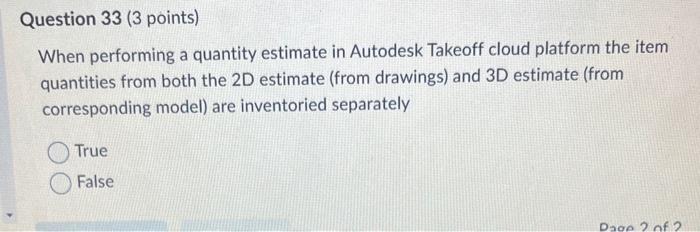 Solved When performing a quantity estimate in Autodesk | Chegg.com