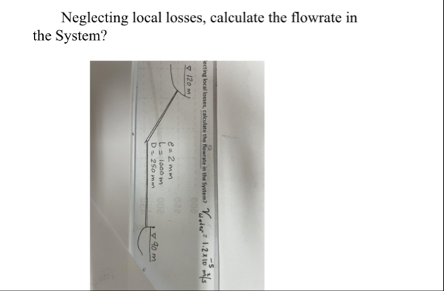 Solved Neglecting local losses, calculate the flowrate in | Chegg.com