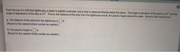 Solved From the top of a 325-foot lighthouse, a plane is | Chegg.com