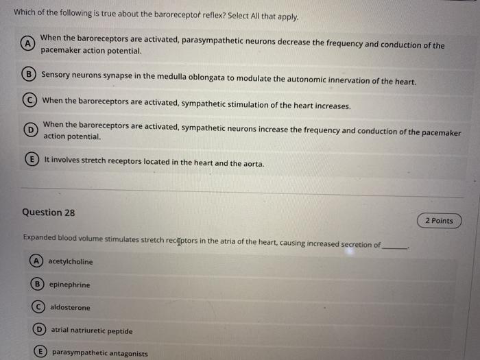 Solved Which of the following is true about the baroreceptor | Chegg.com