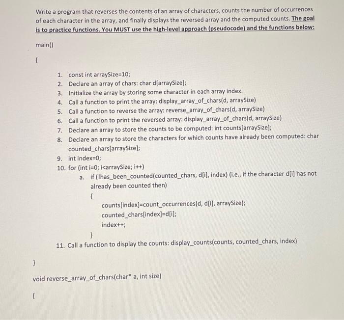 Solved Write a program that reverses the contents of an | Chegg.com