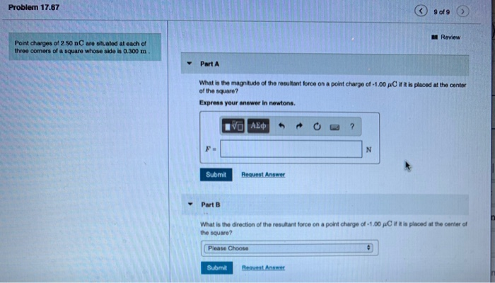 Solved Problem 17.87 sote > Review Pont charges of 2.50 nC | Chegg.com