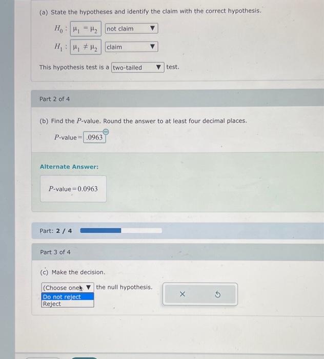 Solved (a) State the hypotheses and identify the claim with | Chegg.com