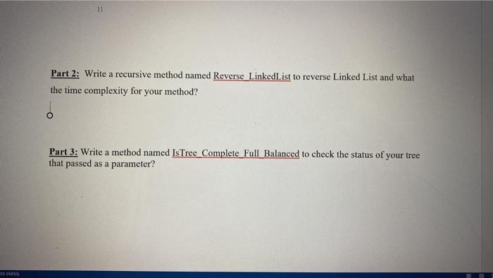 Solved > Part 2: Write a recursive method named Reverse | Chegg.com