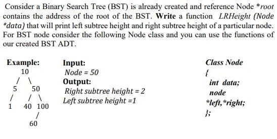 Solved please write the full code in cpp using BST and | Chegg.com
