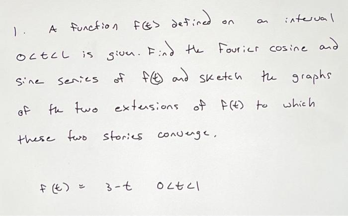 Solved 1. A function f(t) defined on an interval 0