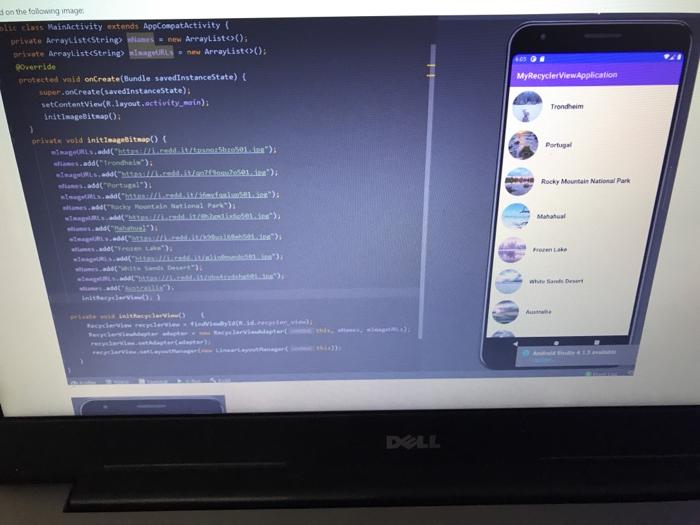 Solved B Based on the following two images MainActivity.java | Chegg.com