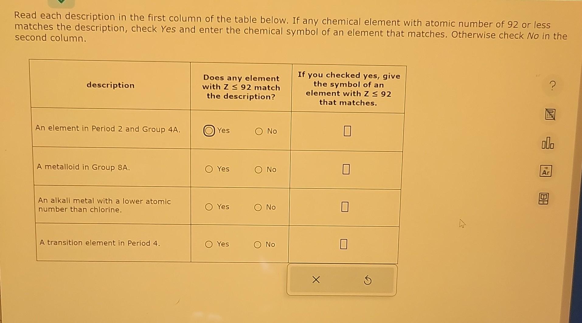 Solved Read each description in the first column of the | Chegg.com