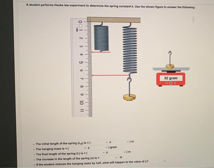 Solved A student performs Hooks law experiment to determine | Chegg.com