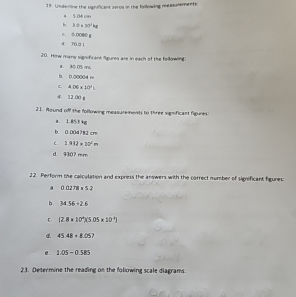 Solved Underline the significant zeros in the following | Chegg.com