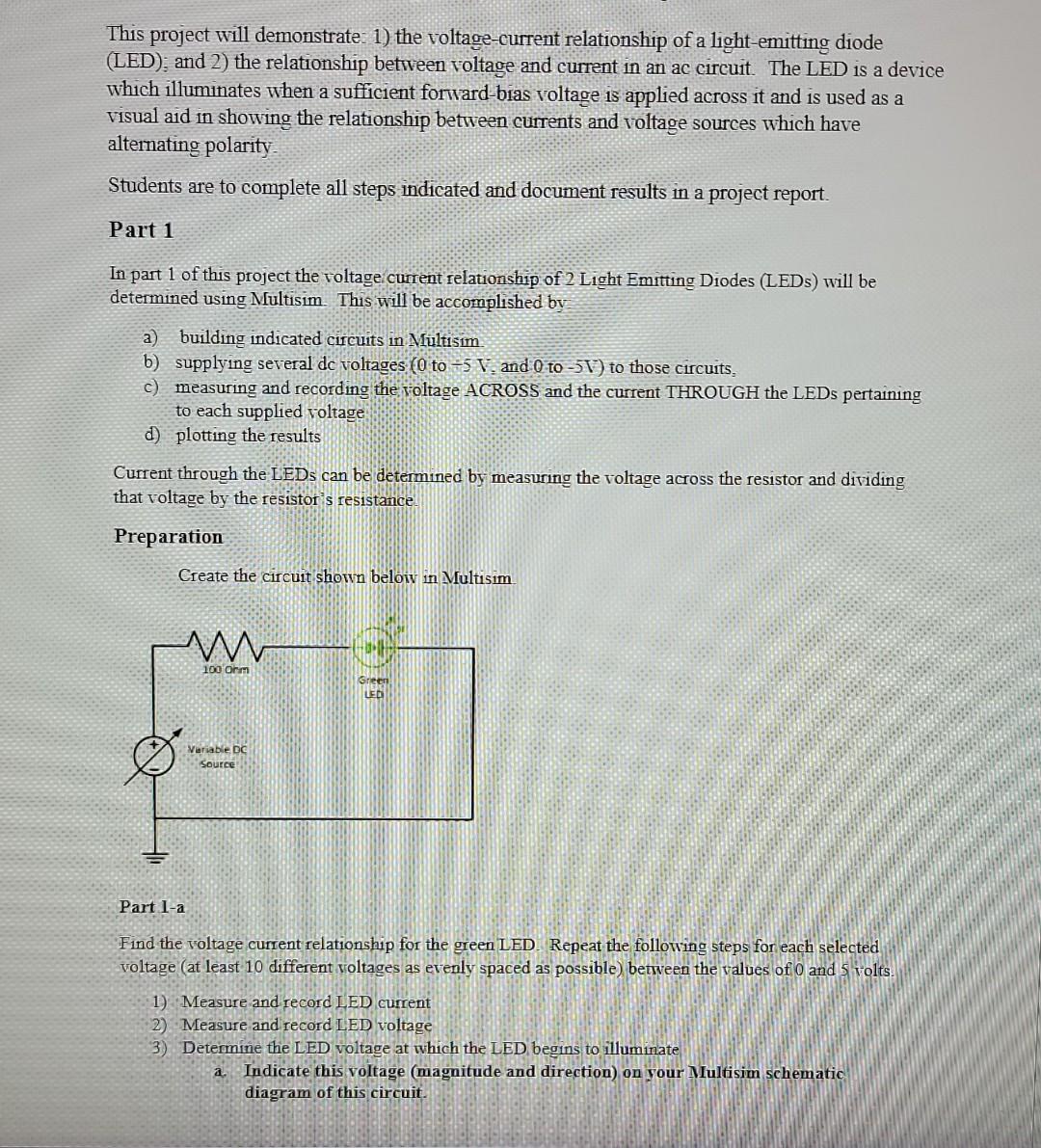 Solved This project will demonstrate: 1) the voltage-current | Chegg.com