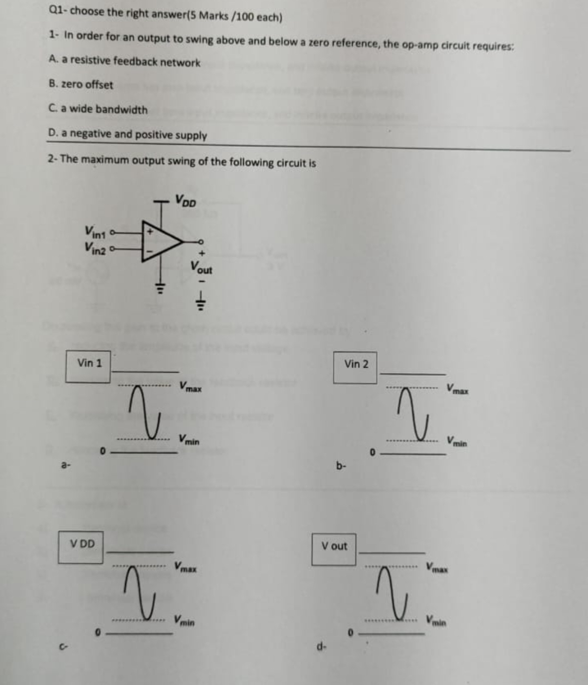 Solved Q1- ﻿choose the right answer(5 ﻿Marks / 100 ﻿each)1- | Chegg.com