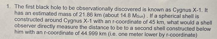 Solved general relativity problem the question is as is | Chegg.com