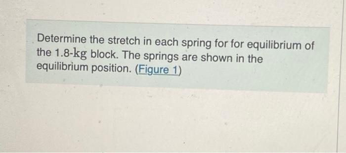 Solved FigureDetermine the stretch in each spring for for | Chegg.com