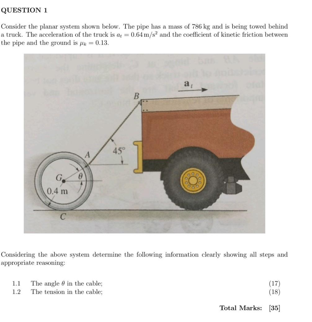 Solved Consider the planar system shown below. The pipe has | Chegg.com
