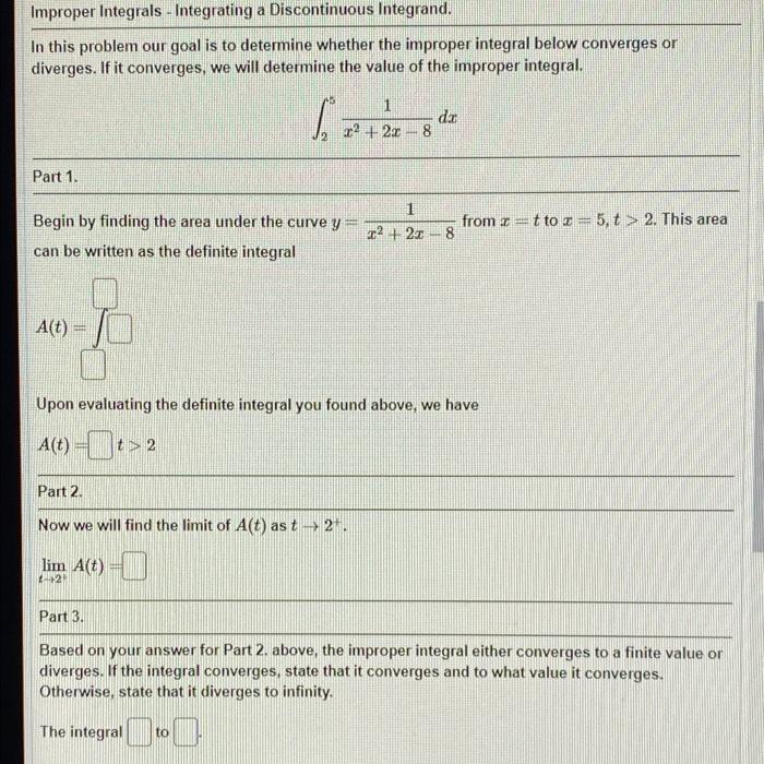 Solved Improper Integrals - Integrating a Discontinuous | Chegg.com