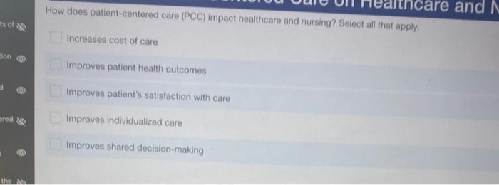 How does patient-centered care (PCG) impact | Chegg.com