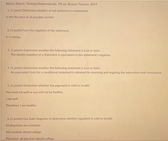 Solved Determine whether or not sentence is a statement: Is | Chegg.com