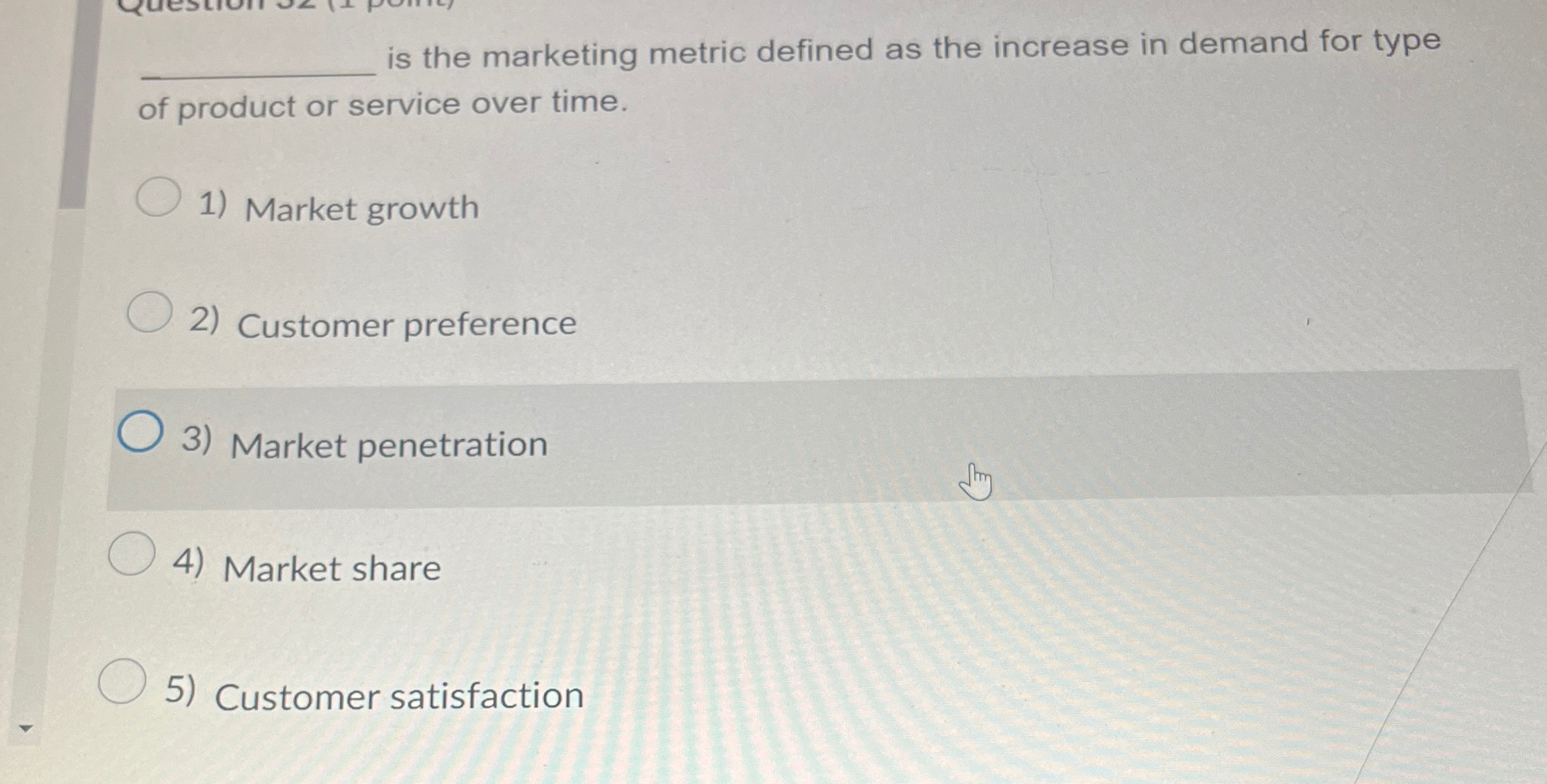 Solved is the marketing metric defined as the increase in | Chegg.com