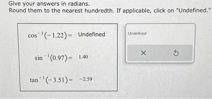 Solved Give your answers in radians. Round them to the | Chegg.com