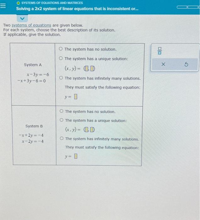 Solved solving a 2x2 system of linear equations that is | Chegg.com