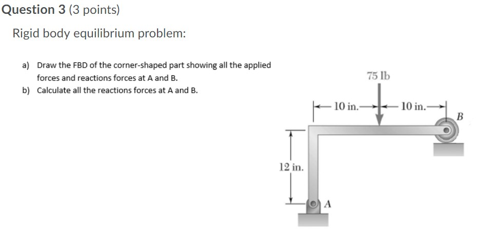 Solved Question 3 (3 points) Rigid body equilibrium problem: | Chegg.com