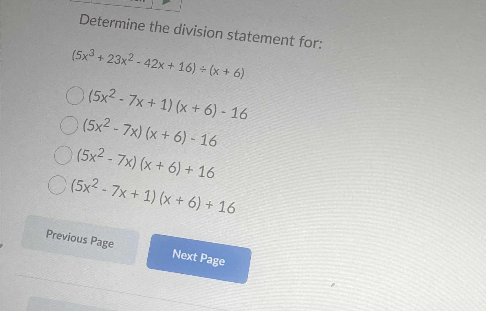 Determine the division statement | Chegg.com