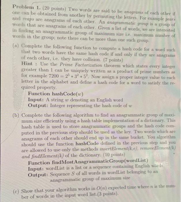 Solved Problem 1. (20 points) Two words are said to be | Chegg.com