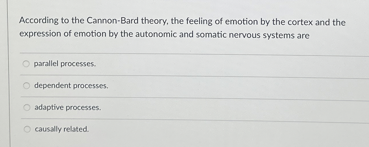 Solved According to the Cannon-Bard theory, the feeling of | Chegg.com