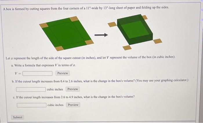 Solved A box is formed by cutting squares from the four | Chegg.com