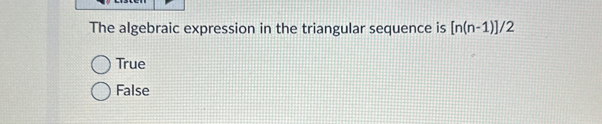 Solved The algebraic expression in the triangular sequence | Chegg.com