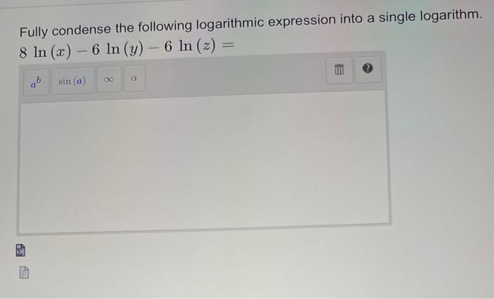 Solved Fully expand the following logarithmic expression | Chegg.com