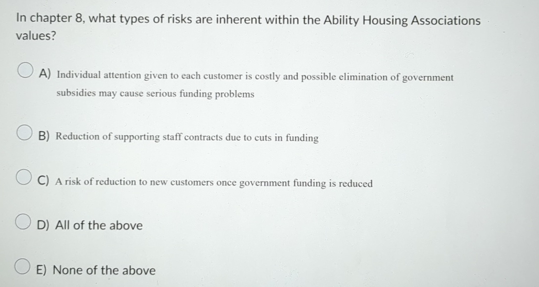 Solved In chapter 8, ﻿what types of risks are inherent | Chegg.com