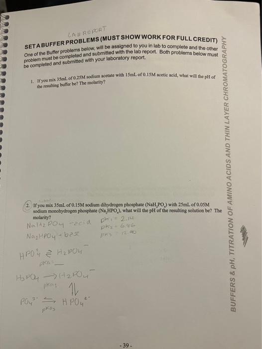 Solved SETABUFFER PROBLEMS (MUST SHOW WORK FOR FULL CREDIT) | Chegg.com