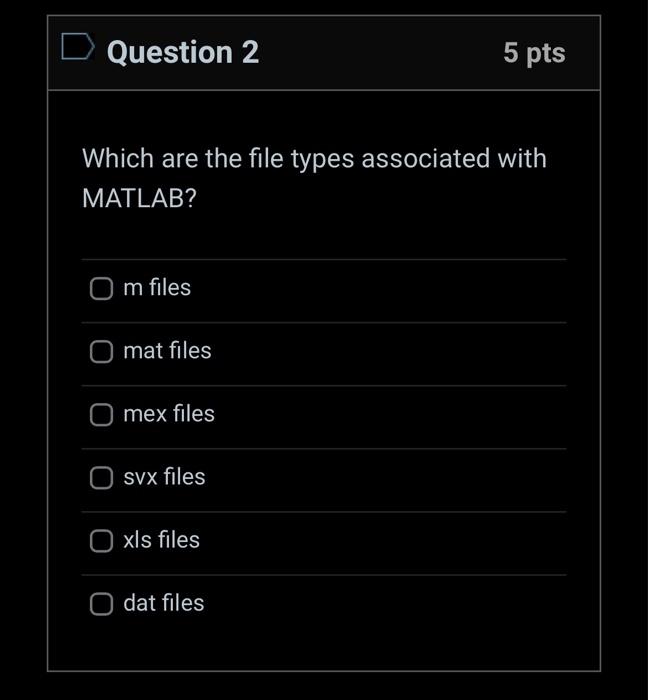 Solved Question 2 Which are the file types associated with | Chegg.com