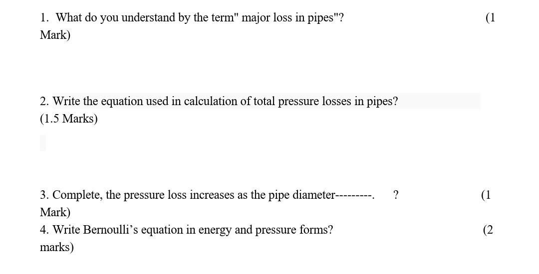 Solved (1 1. What do you understand by the term" major loss | Chegg.com